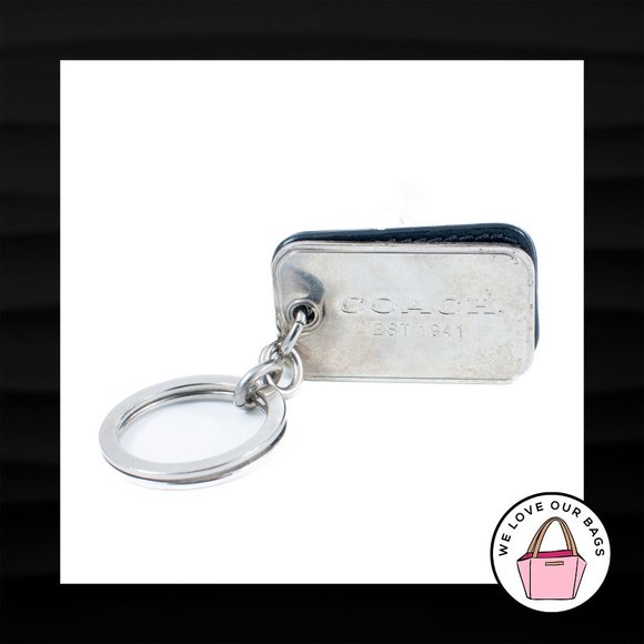 Coach | Accessories | Coach New York Silver Metal Black Leather Hangtag ...